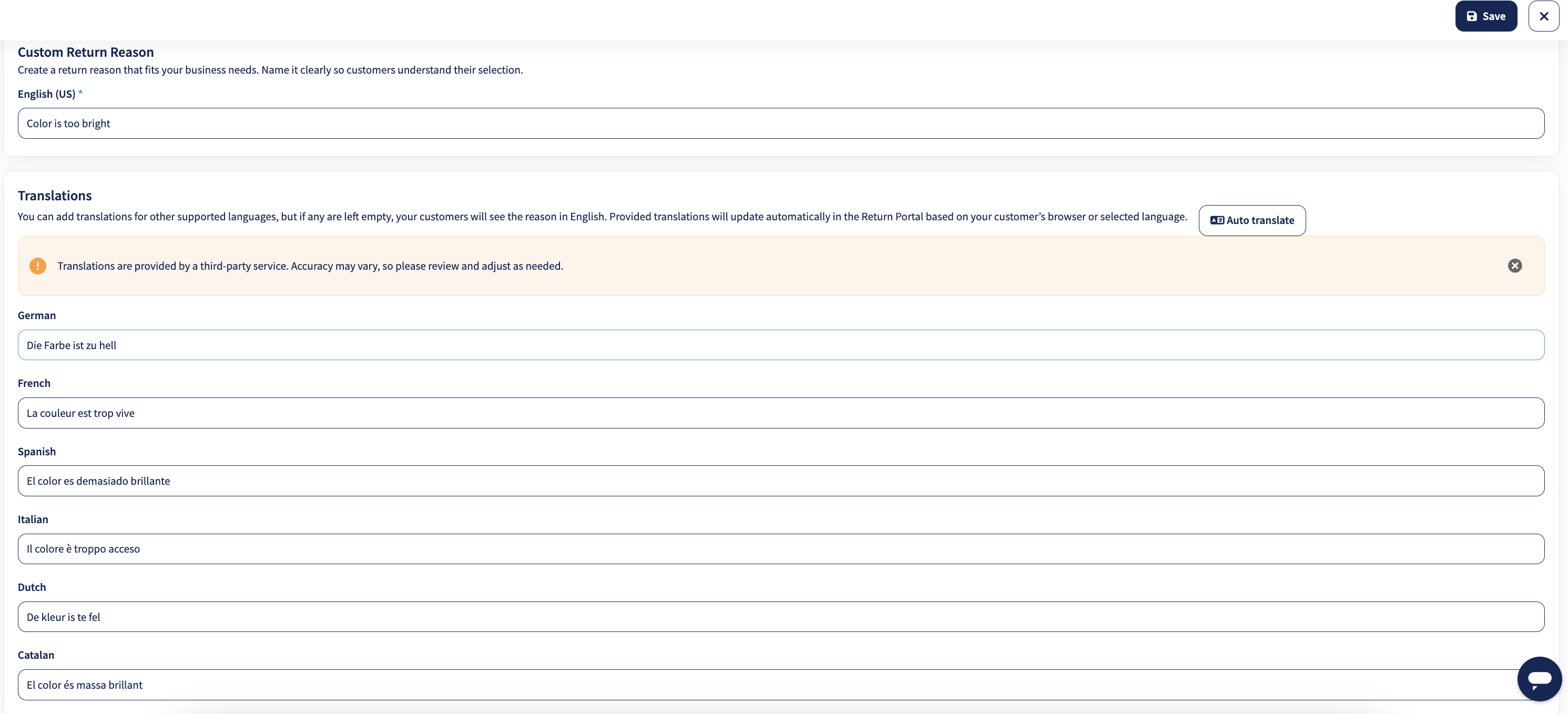 Create custom return reasons – Sendcloud Help Centre